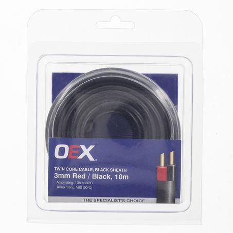 OEX Twin Core Cable – 3mm Red/Black with Sheath, 10m Blister Pack ...