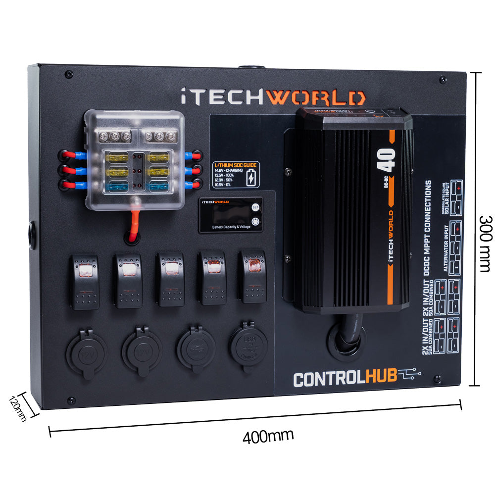 iTECHWORLD 12V Control Hub with 40A DCDC Charger iTECHDCDC40 – Voltage ...